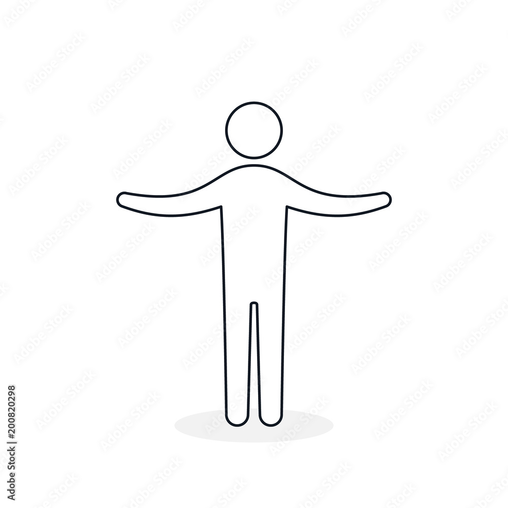 Man icon with raised hands up line illustration on white background ...