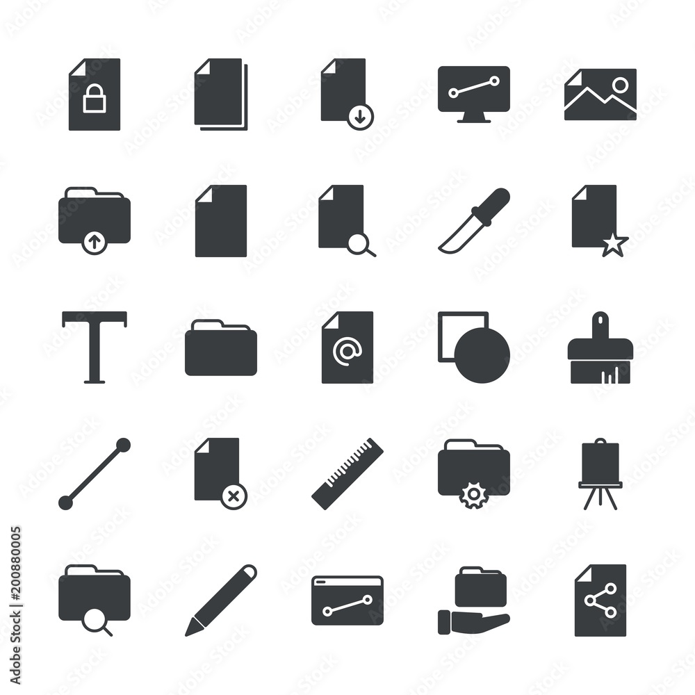 Modern Simple Set of folder, files, design Vector fill Icons ...