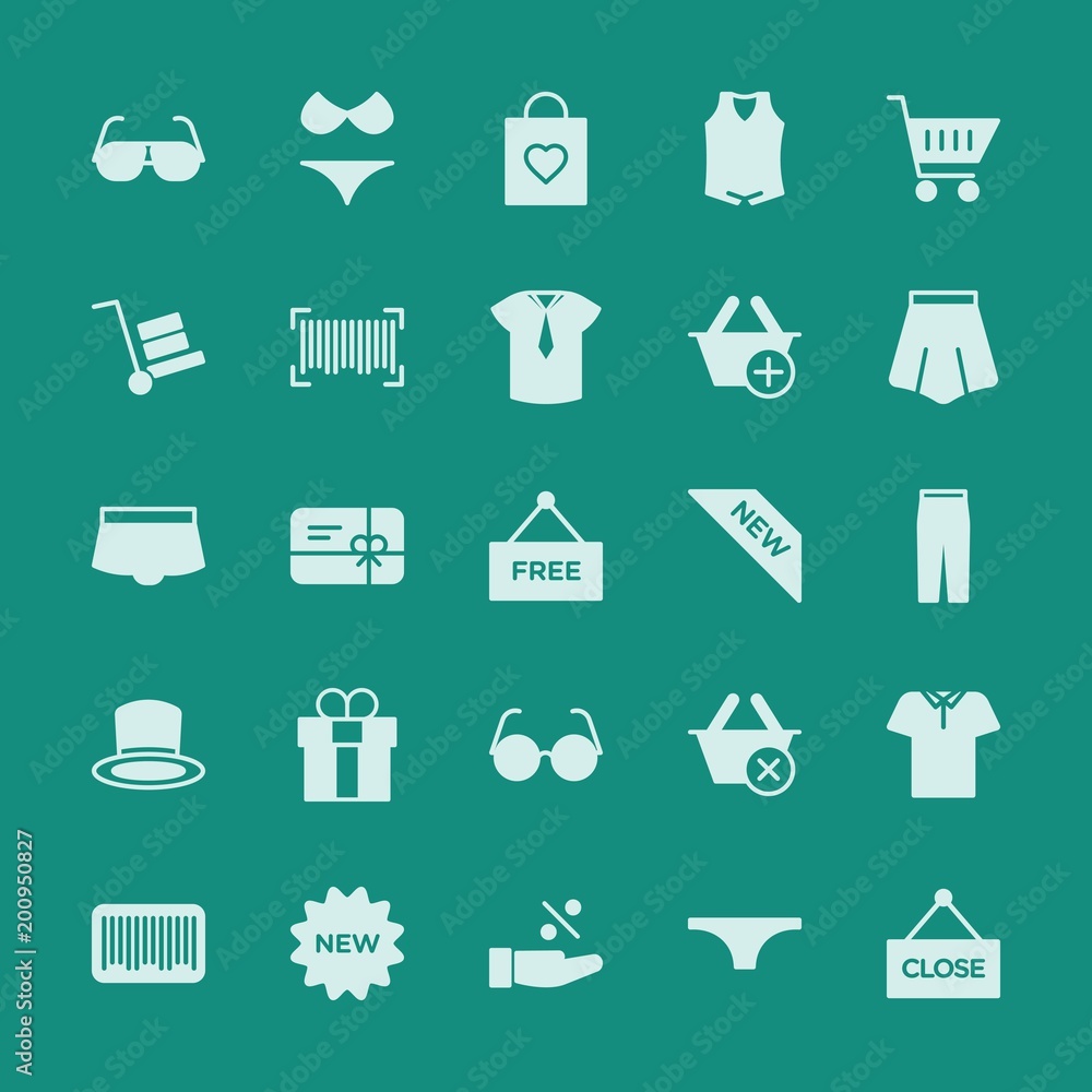 Modern Simple Set of clothes, shopping Vector fill Icons. ..Contains ...