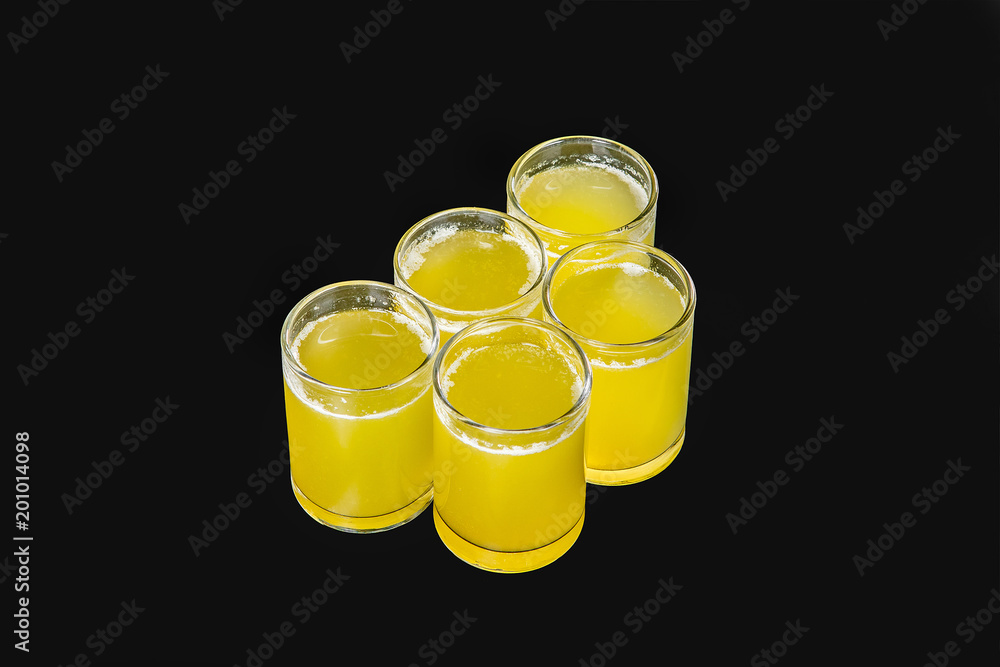One-color opaque cocktails, a set of shots a handful, five servings ...