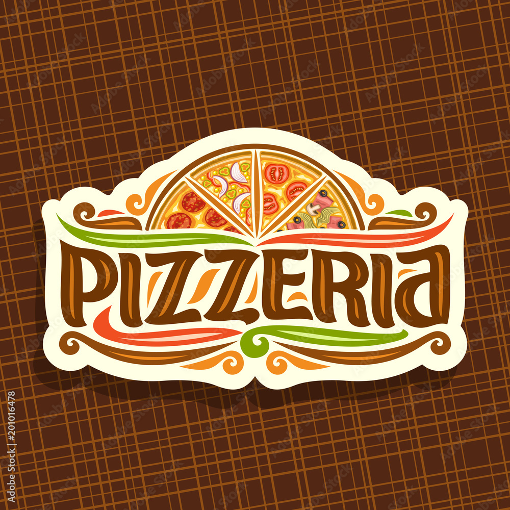 Vector logo for Italian Pizzeria, cut paper signboard for pizzeria with ...