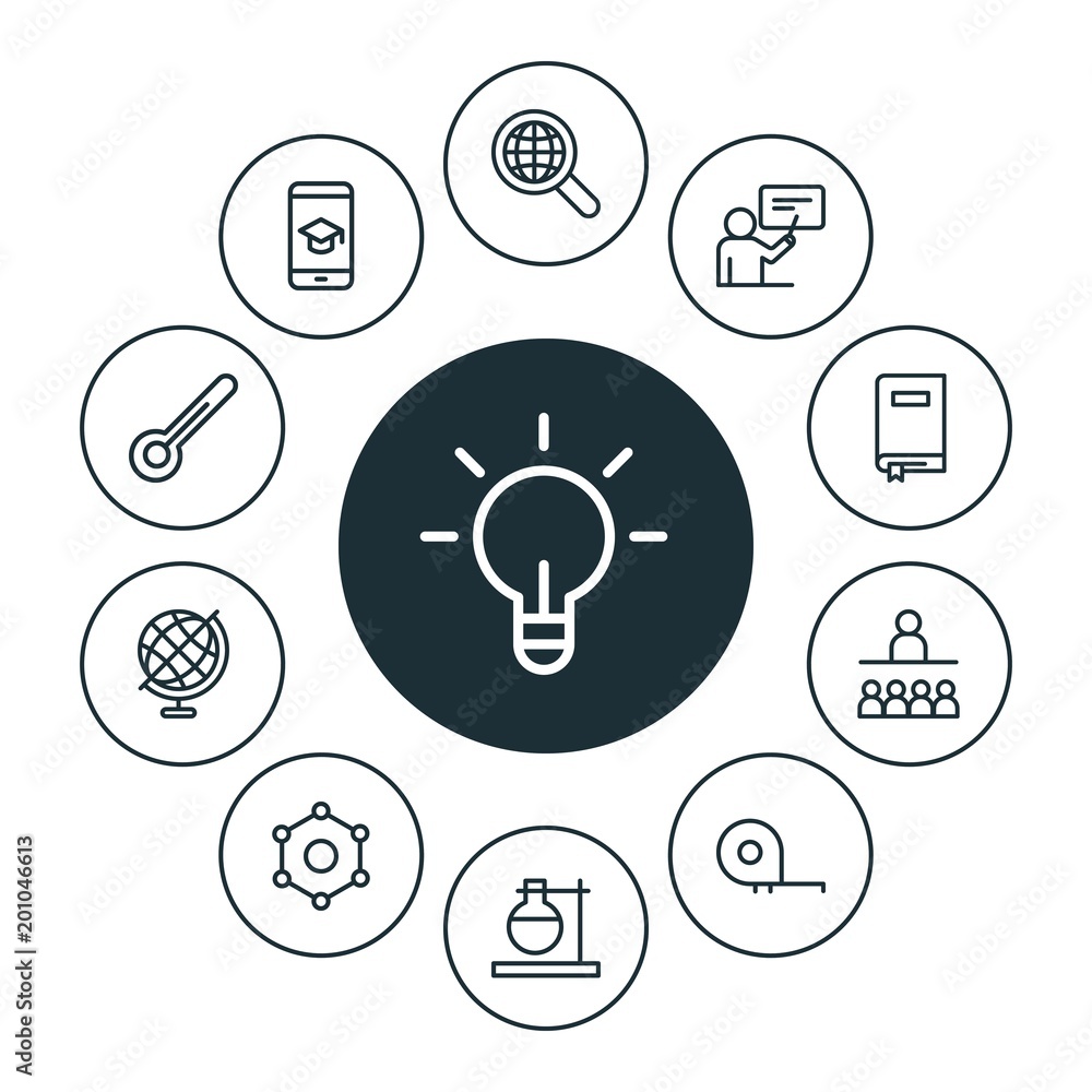 science, education Infographic Circle outline Icons Set. Contains such ...
