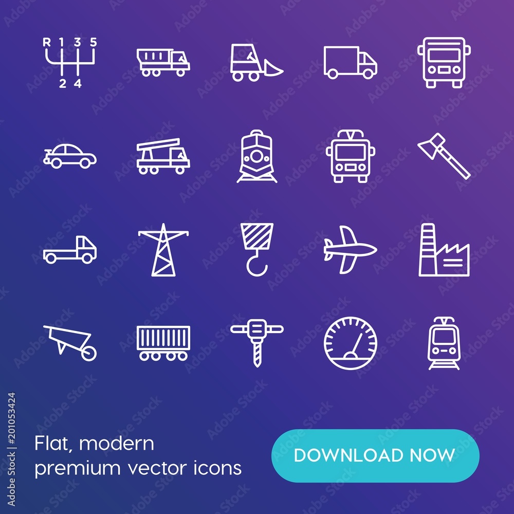 Modern Simple Set of transports, industry Vector outline Icons ...