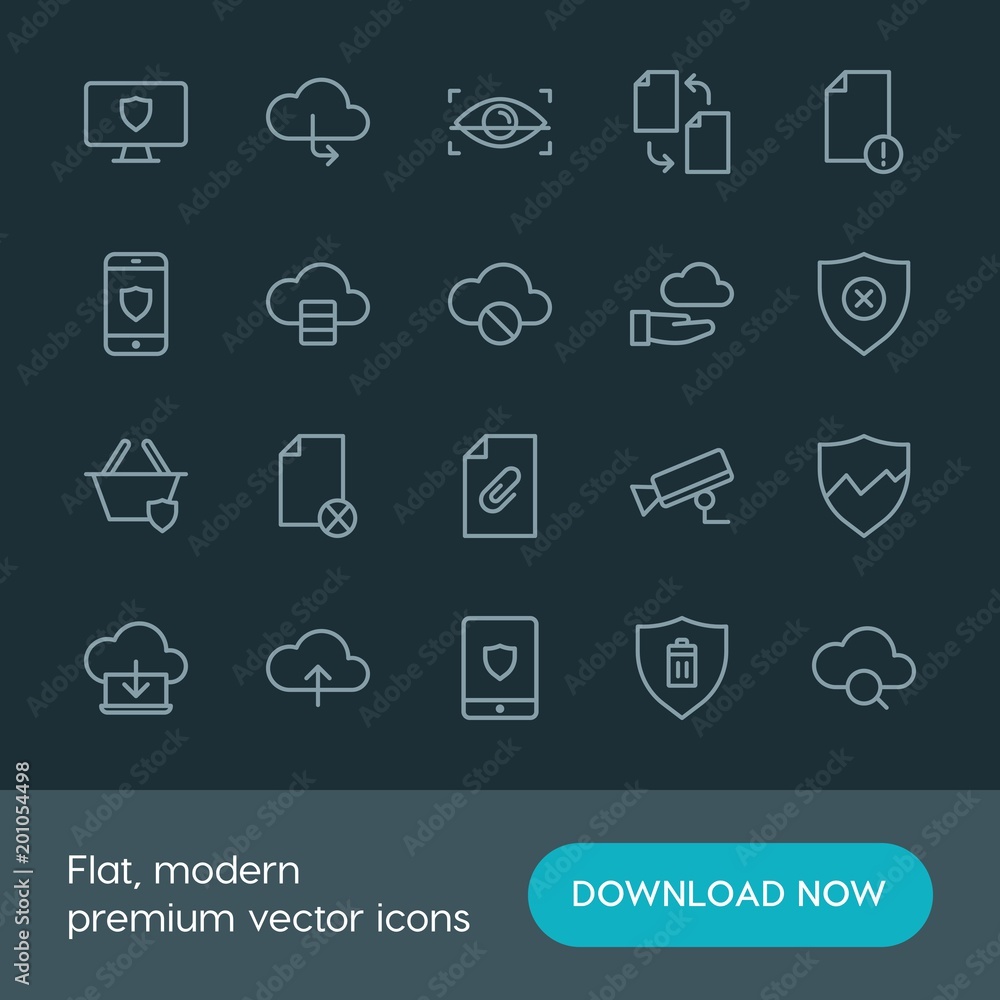 Modern Simple Set of cloud and networking, security, files Vector ...