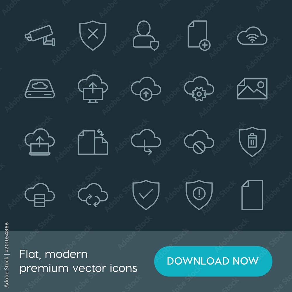 Modern Simple Set of cloud and networking, security, files Vector ...