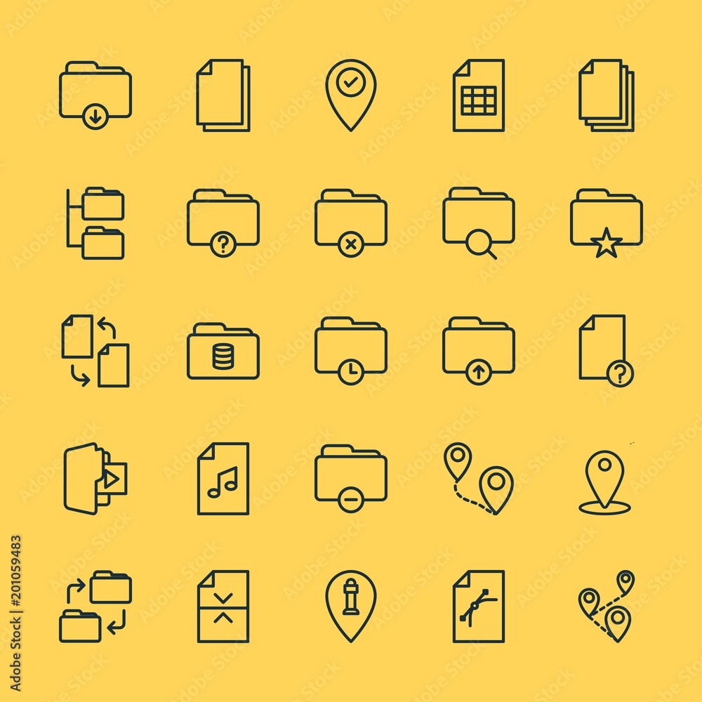 Modern Simple Set of location, folder, files Vector outline Icons ...