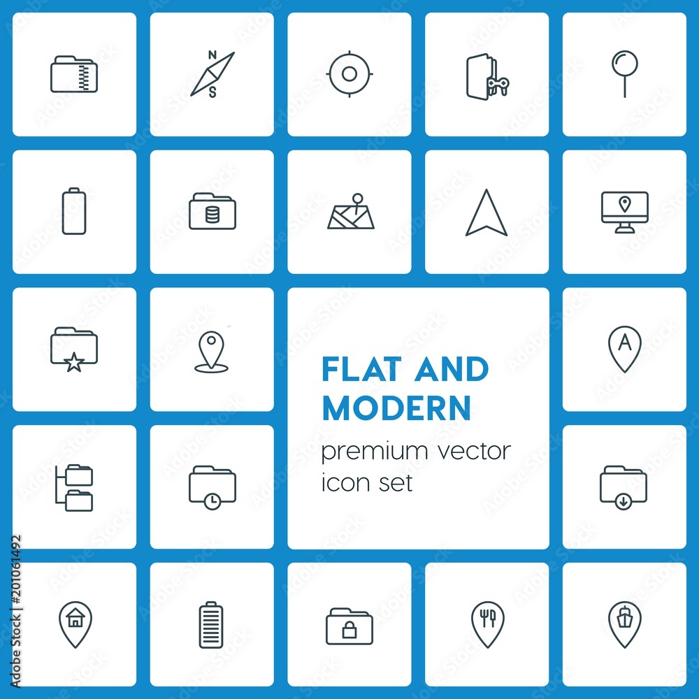Modern Simple Set of location, folder, mobile Vector outline Icons ...