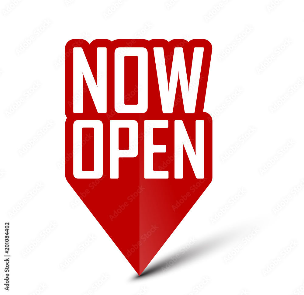 banner now open Stock Vector | Adobe Stock
