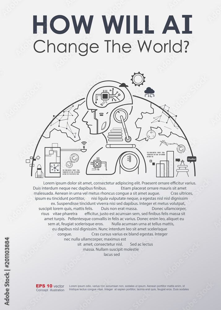 Artificial intelligence (AI) change the world half global concept ...