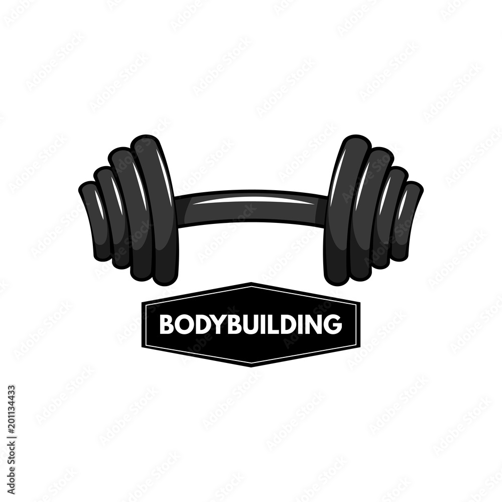 Dumbbell icon, barbel icon. Bodybuilding emblem logo. Fitness sign ...