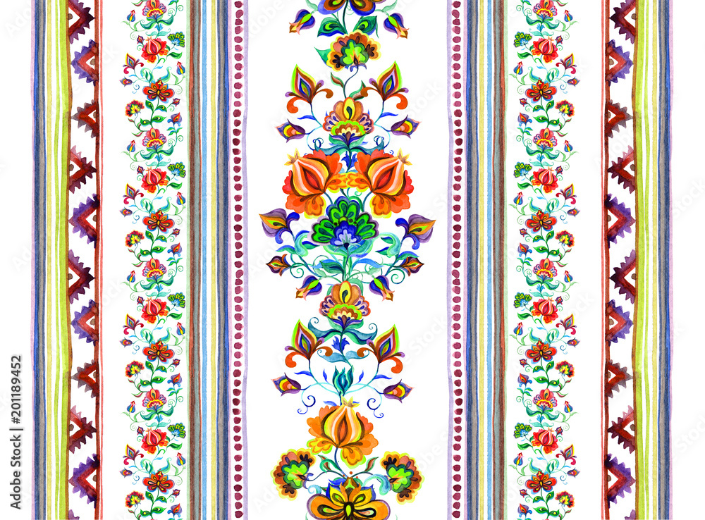 Eastern european embroidery motif - seamless floral border with ...