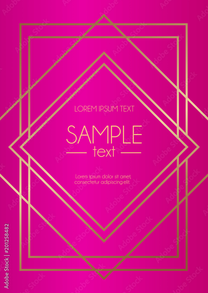 Vektor Stok Geometric pink design template with fuchsia pink background ...