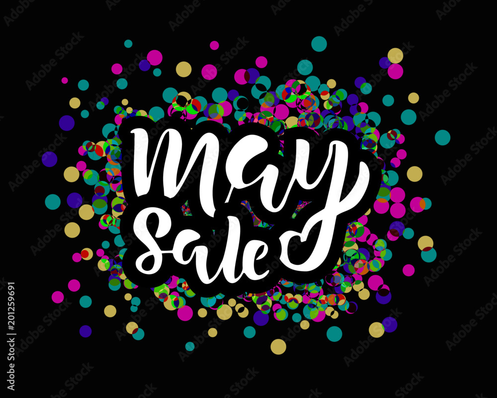 May sale flyer template with handwritten lettering. Poster, card, label ...
