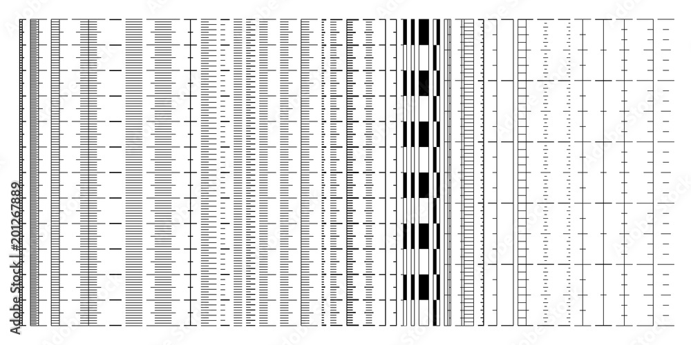 Vetor Various ruler scales, size indicators, measurement charts ...