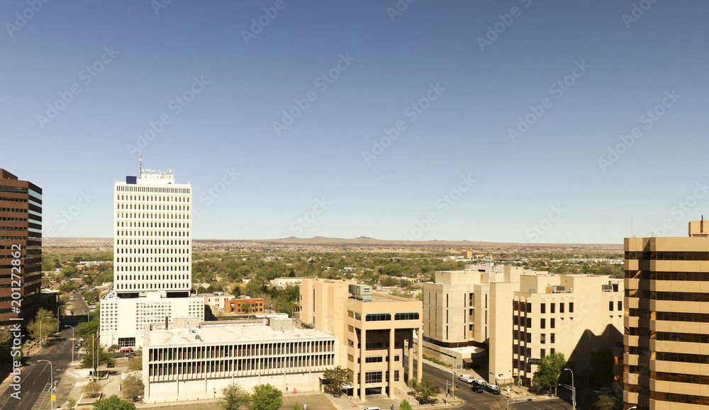 Downtown Albuquerque, New Mexico. View of downtown offices and the ...