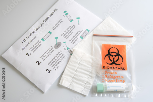 A colorectal cancer screening kit or FIT testing sample kit Stock Photo ...