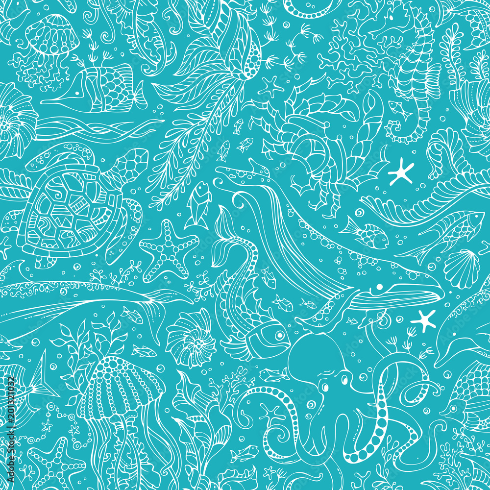 Vector underwater outline boundless background. Stock Vector | Adobe Stock