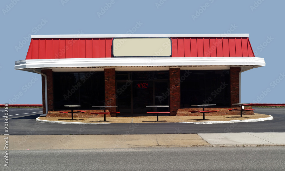 Fast Food Restaurant with Blue Sky. Stock Photo | Adobe Stock