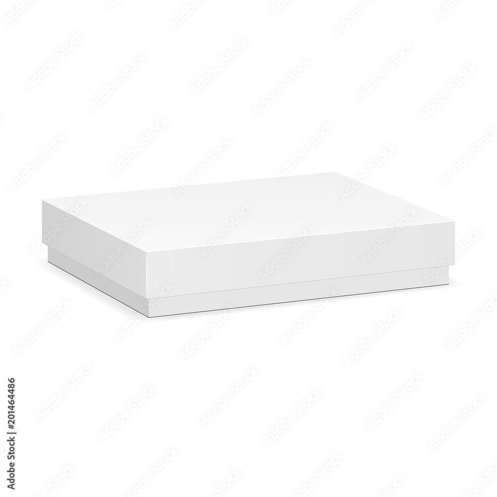 Blank rectangular box mockup with closed lid isolated on white ...