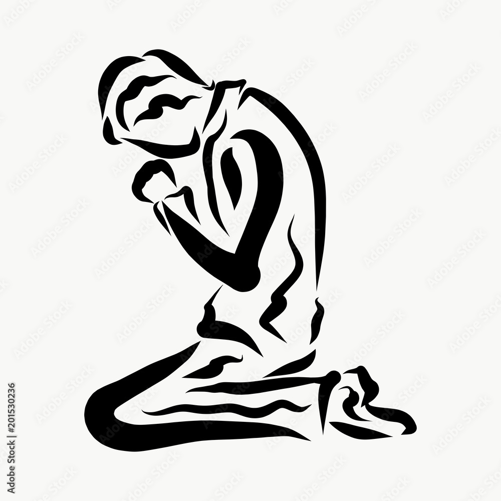 how to draw a man on his knees