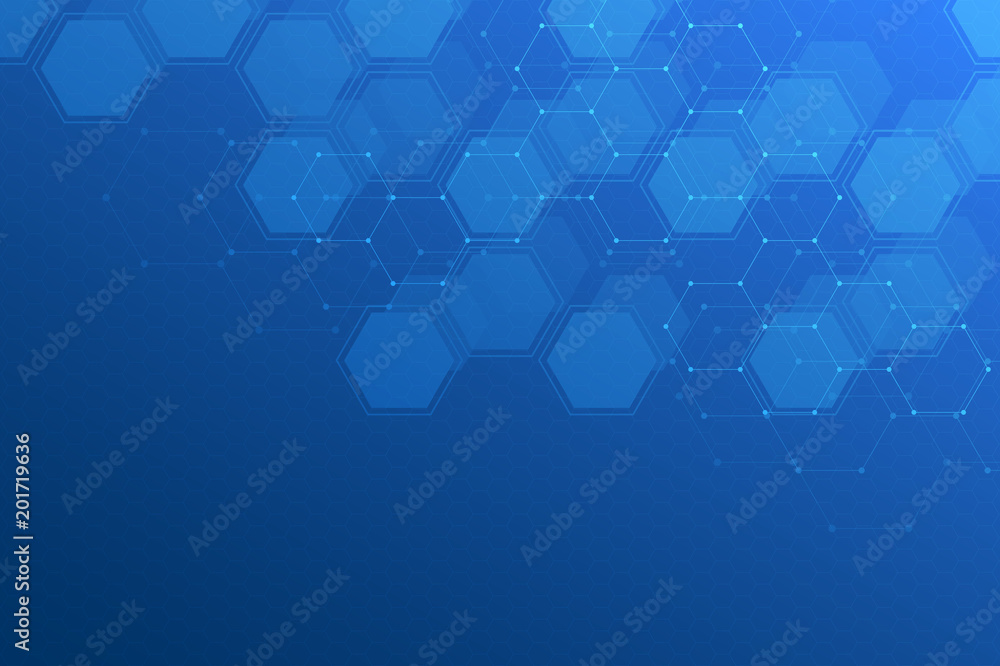 Hexagon background design. Geometric abstract background with molecular ...