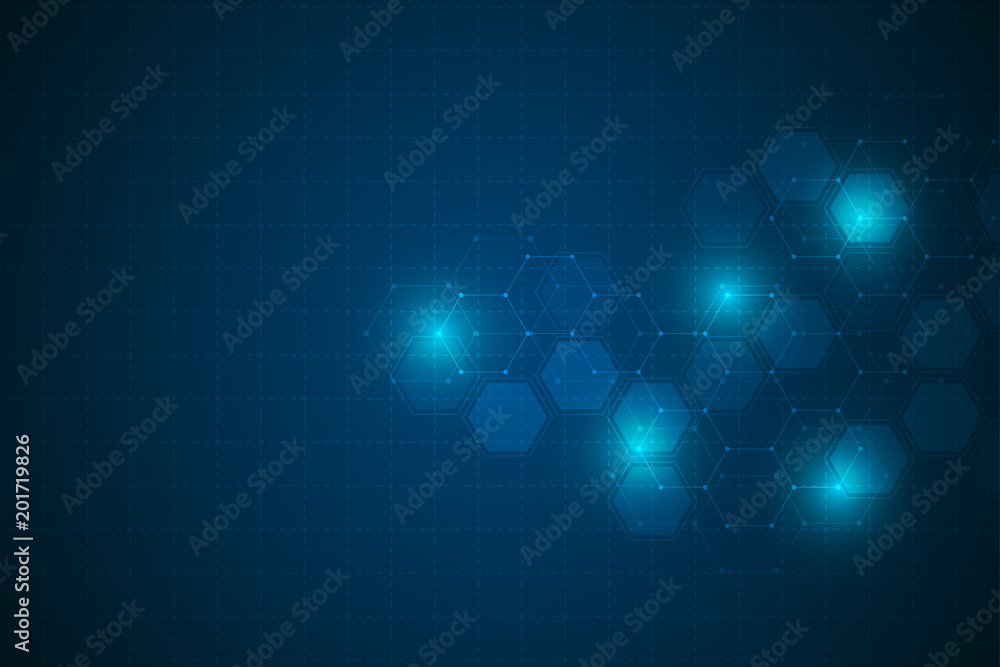 Hexagon background design. Geometric abstract background with molecular ... Hexagon background design. Geometric abstract background with molecular ...