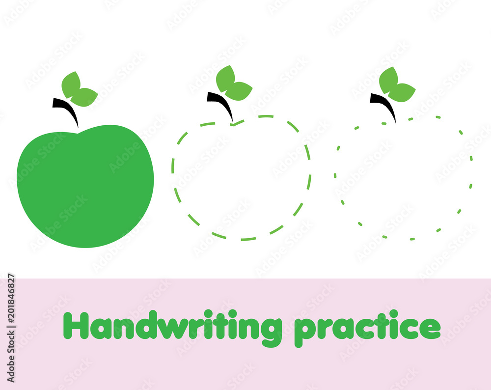 Tracing lines for toddlers with apple fruit. Handwriting practice sheet ...