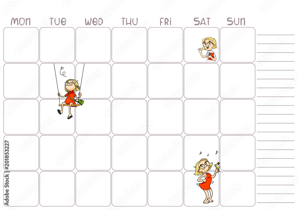 School daily, weekly planner template for kids. Vector printable ...