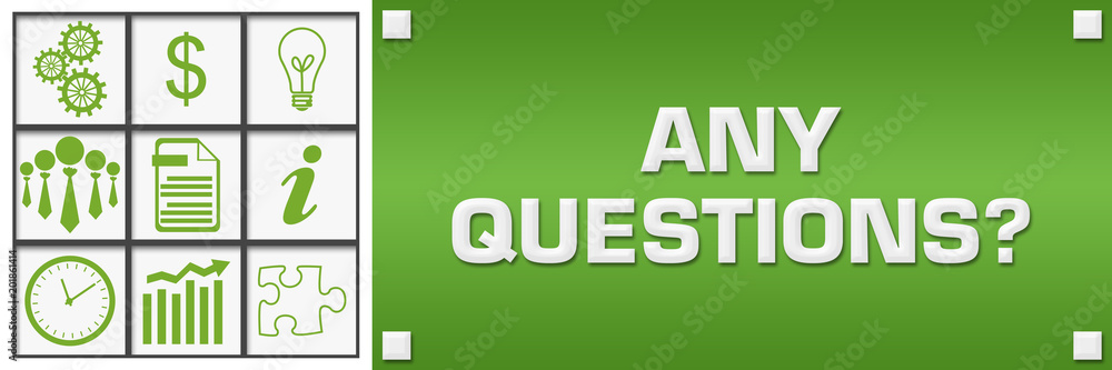 Any Questions Green Business Symbols Grid Left Stock Illustration ...