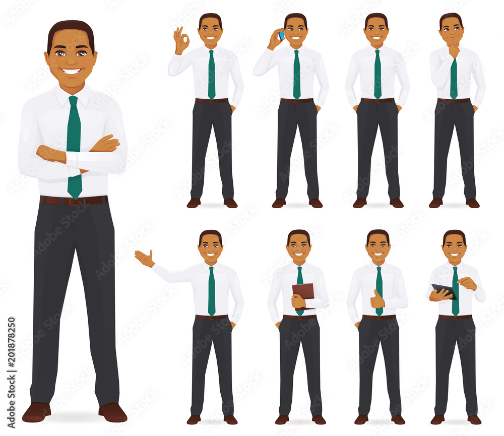 Businessman in different poses vector collection illustration Stock ...