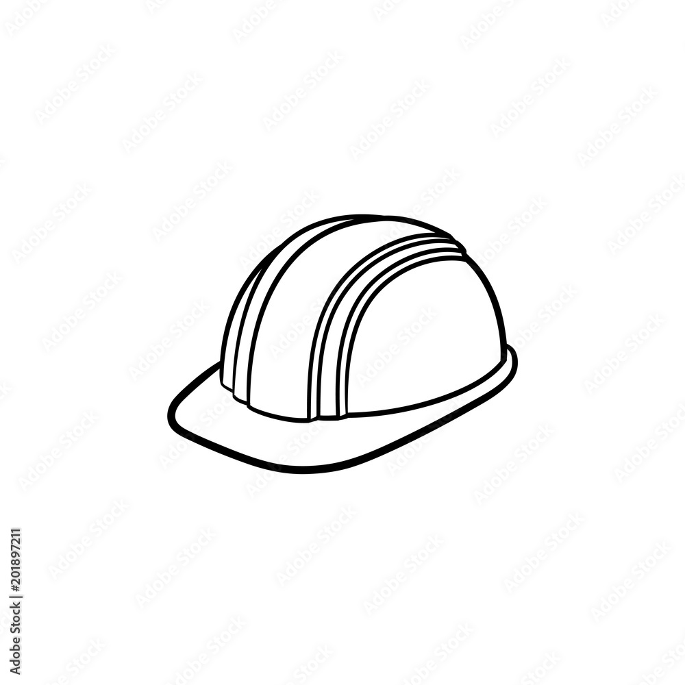 Engineer helmet hand drawn outline doodle icon. Hard hat vector sketch ...