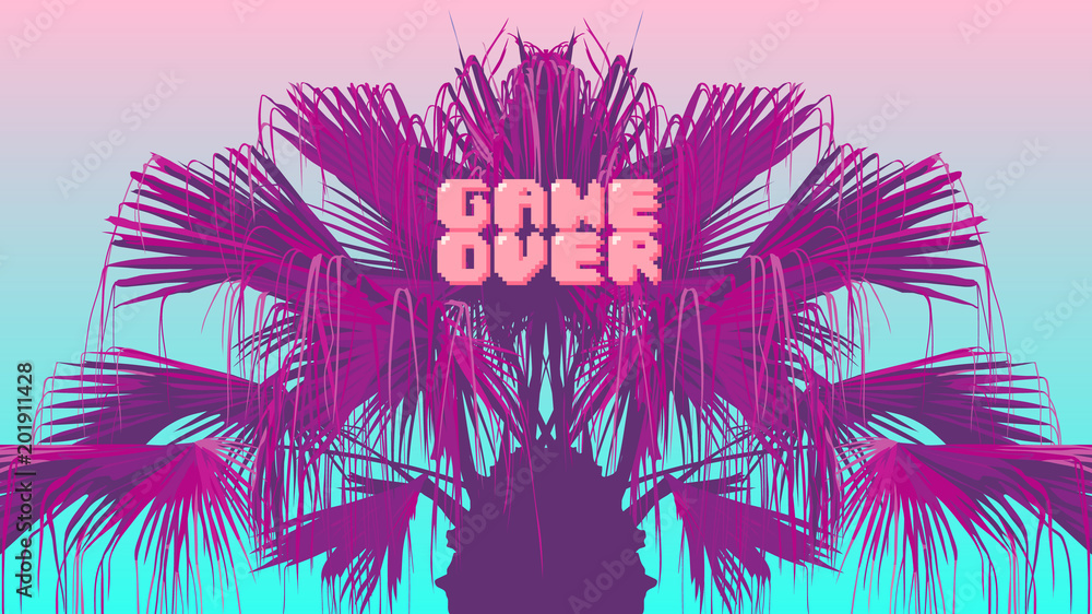 game over surreal tropic background Stock Vector | Adobe Stock