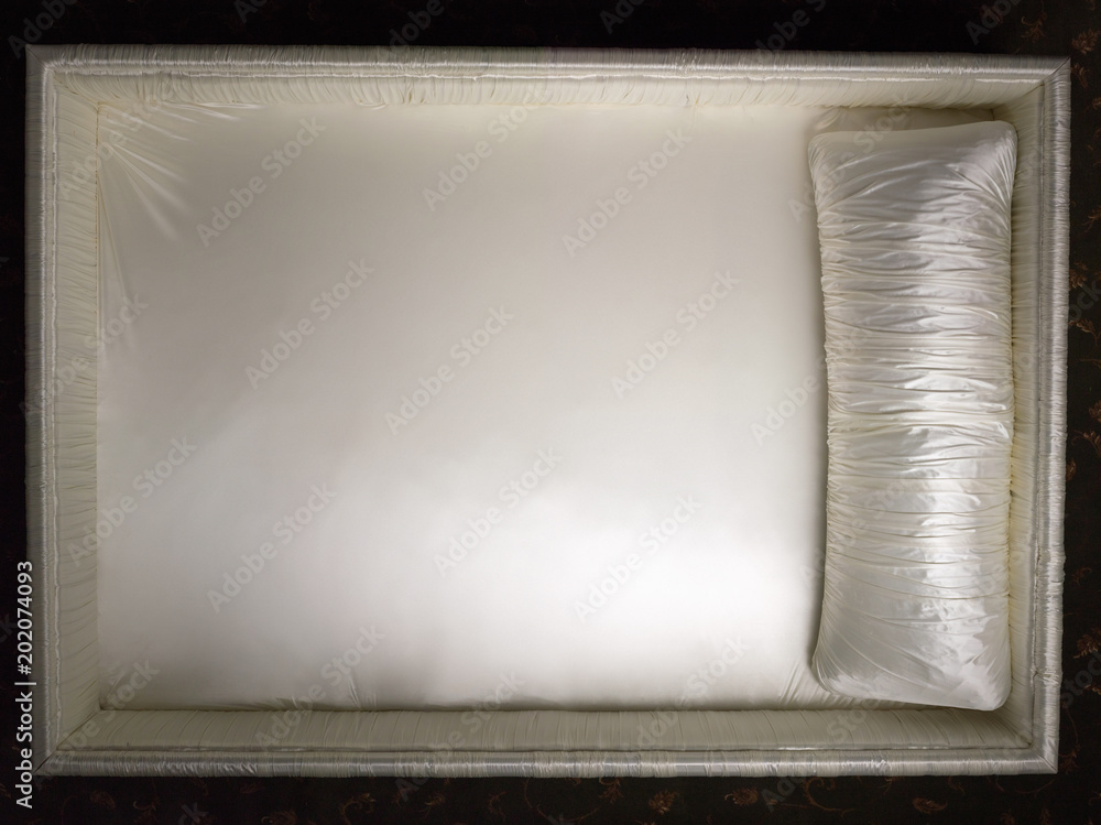 Top view of empty open coffin Stock Photo | Adobe Stock