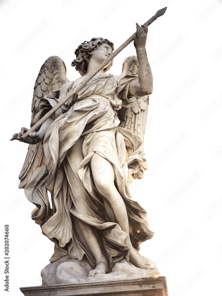 Photo Stock Angel statue holding spear | Adobe Stock