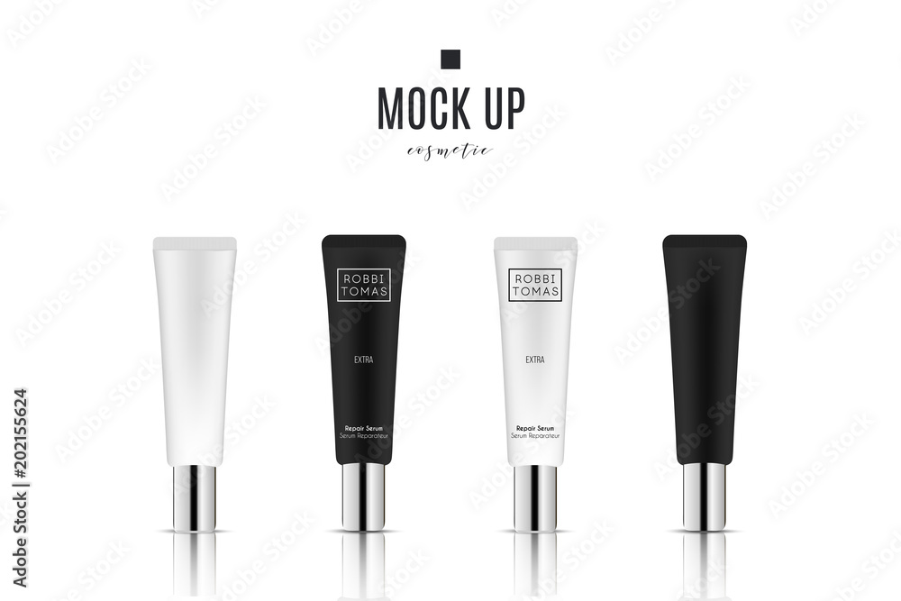Realistic white cosmetic cream container and tube for cream, ointment ...