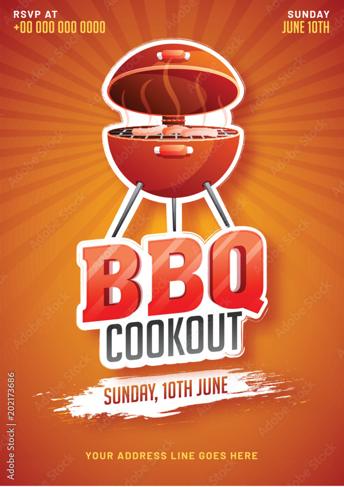 Barbecue Poster, Flyer, Template or Invitation Design. Stock Vector ...