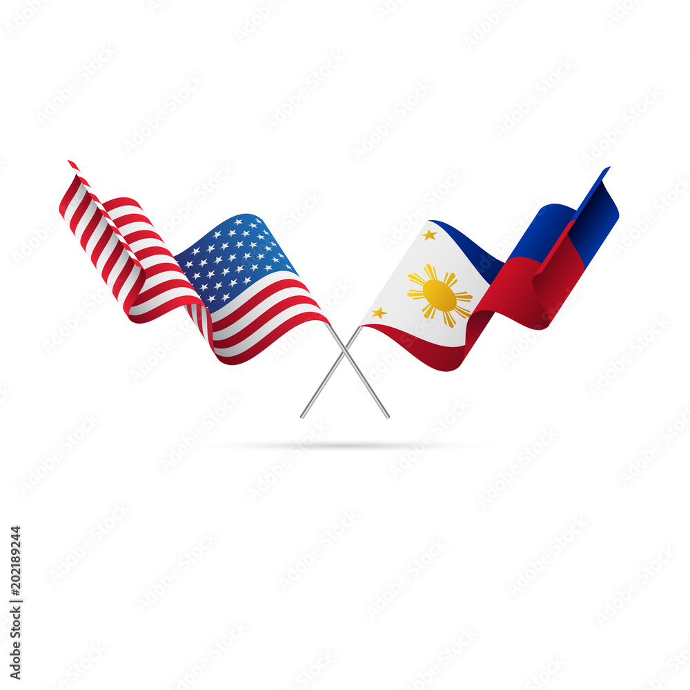 USA and Philippines flags. Vector illustration. Stock Vector | Adobe Stock