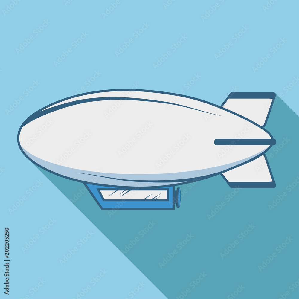 Airship icon with a long shadow. Balloon. Ship hovering in the air ...