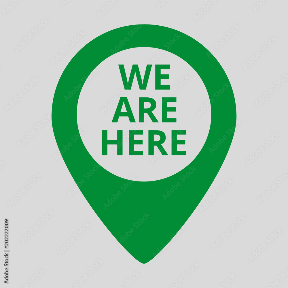 Marker location icon with we are here text. Stock Vector | Adobe Stock
