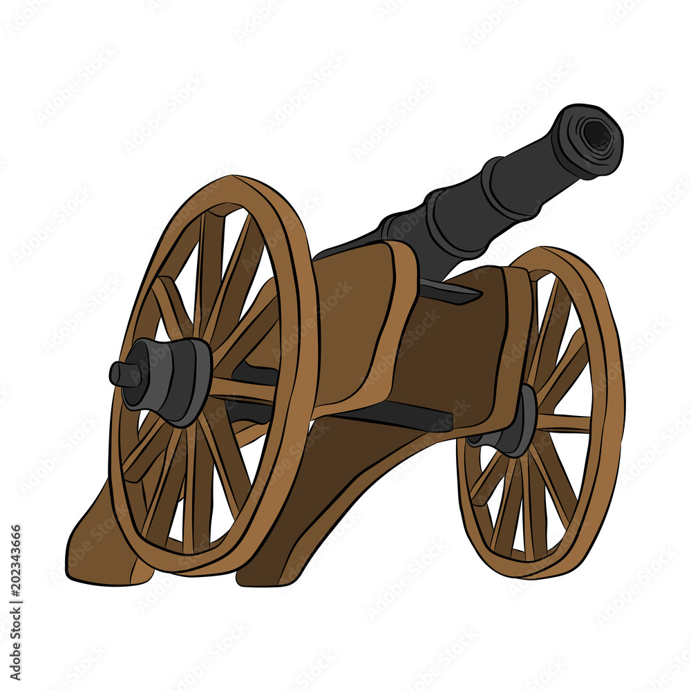 medieval cannon contour drawing in pencil Stock Vector | Adobe Stock