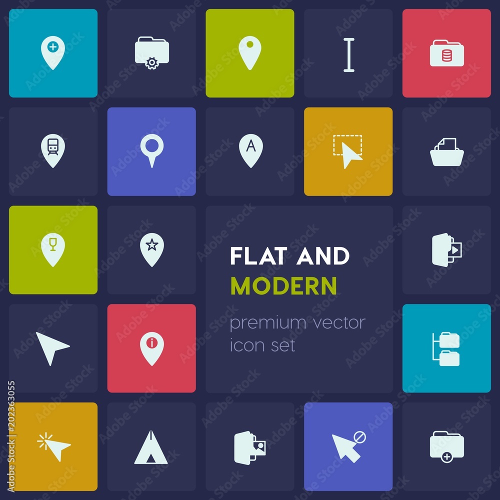 Modern Simple Set of location, folder, cursors Vector fill Icons ...