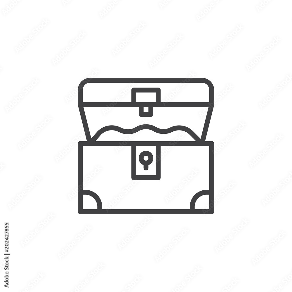 Opened treasure chest outline icon. linear style sign for mobile ...