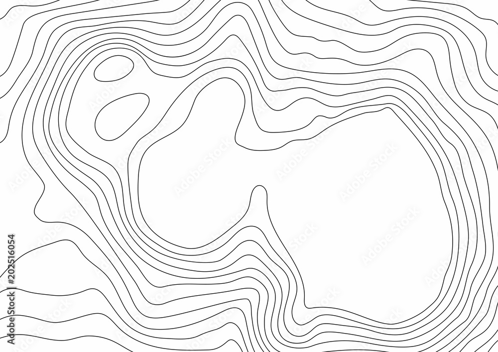 Abstract black and white topographic contours lines of mountains ...