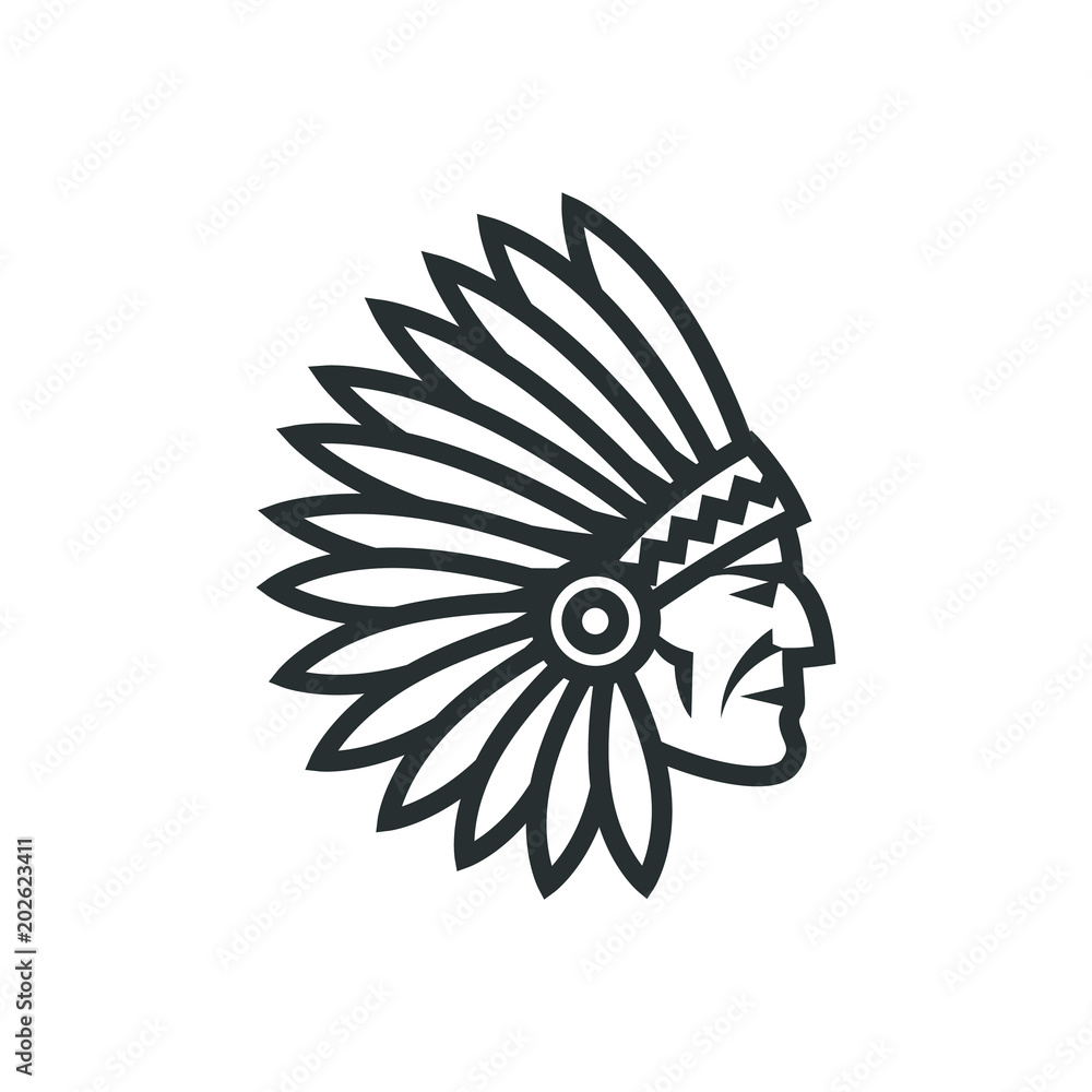 American native chief head icon. Indian logo Stock Vector | Adobe Stock