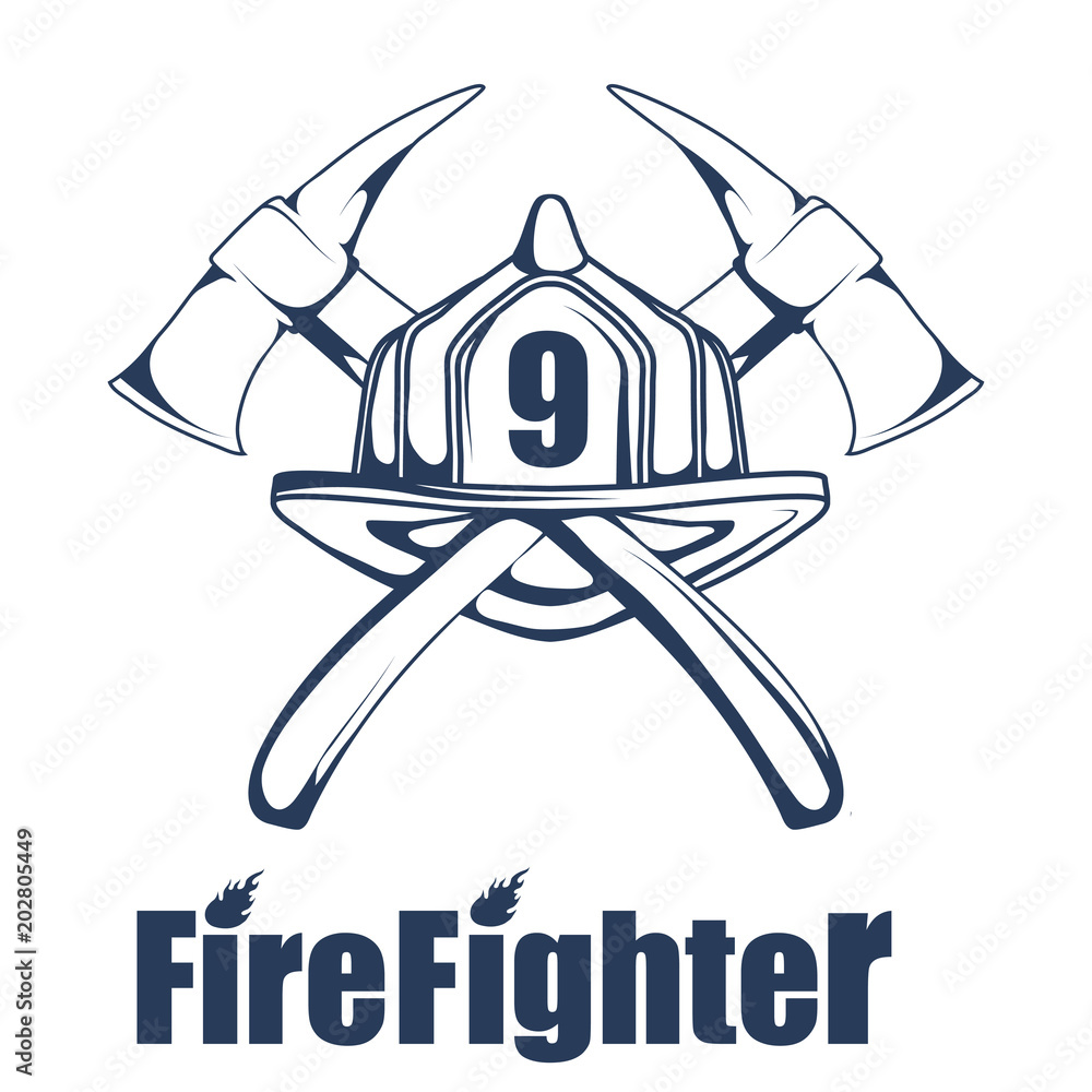 Firefighting logo. The fireman's head in a mask. Fire department label ...