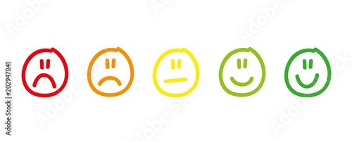 fünf bewertung smilies handgezeichnet – Stock-Vektorgrafik | Adobe Stock
