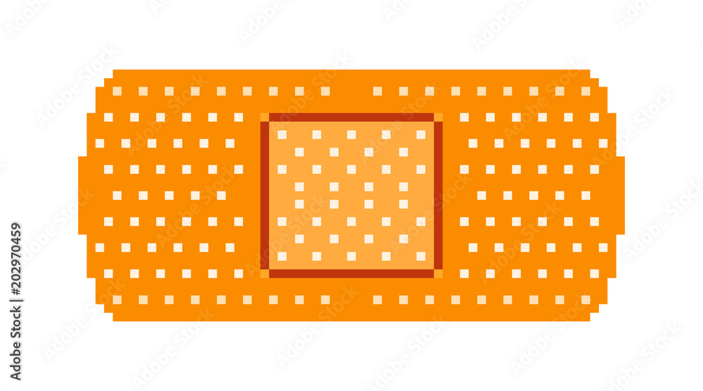 Pixel art: a brown band-aid (adhesive bandage with a gauze pad in the ...