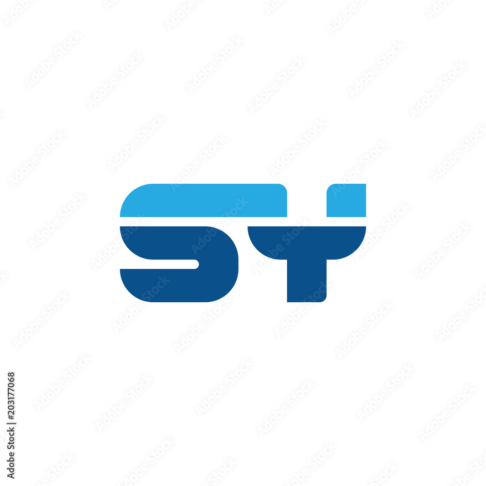 Initial letter SY, straight linked line bold logo, simple flat blue ...