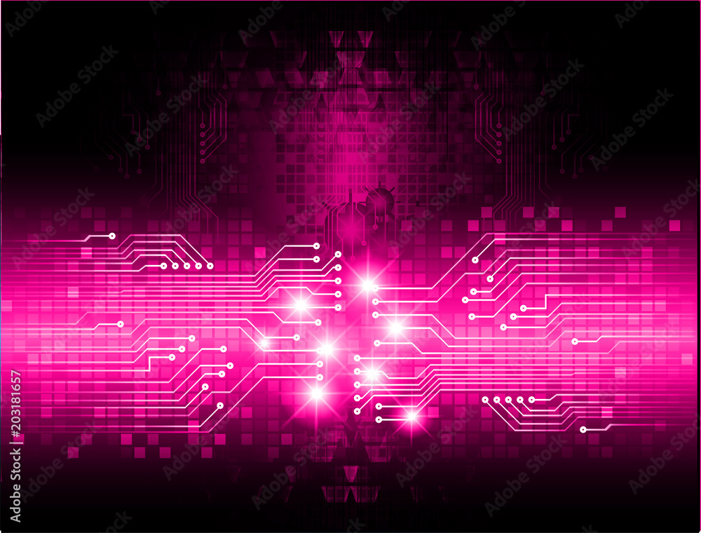 เวกเตอร์ Stock binary circuit board future technology, pink cyber security concept background ...