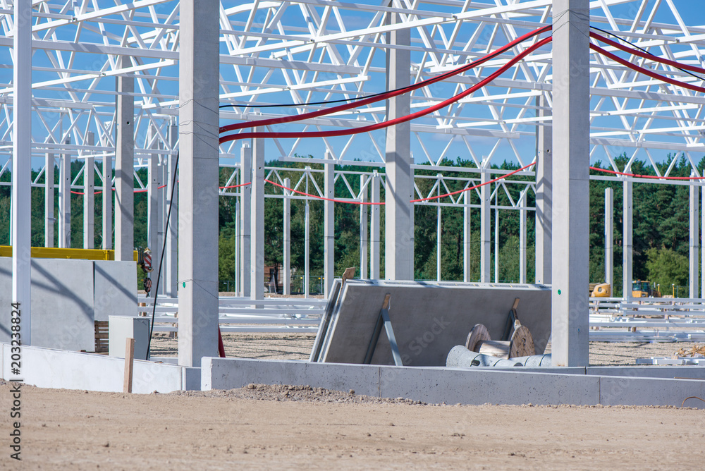 Industrial construction site of new commercial shopping mall ...